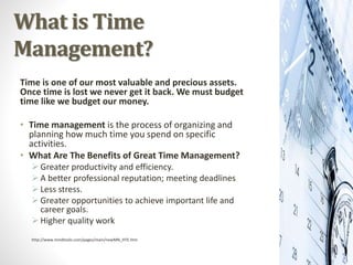 Time Management Tips - Time Management Formula 1.0 Free Training | PPTX