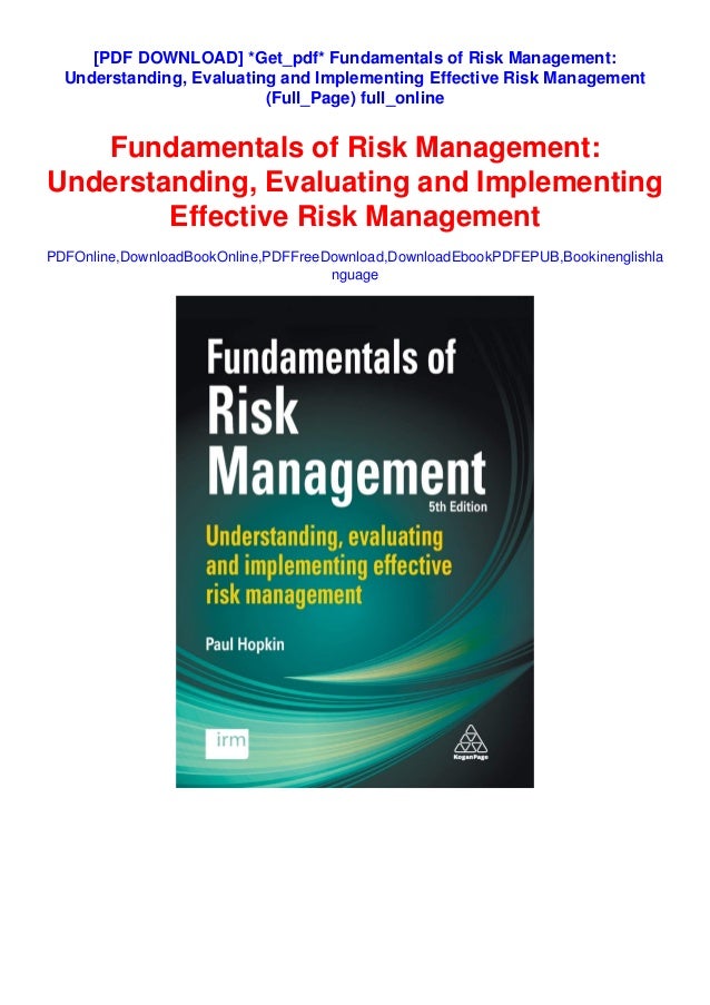 Get Pdf Fundamentals Of Risk Management Understanding Evaluating