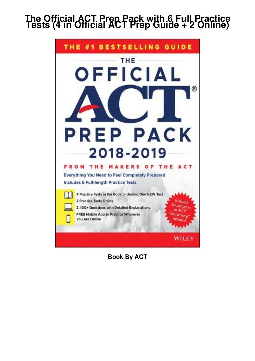 [GET]PDFThe Official ACT Prep Pack with 6 Full Practice Tests (4 in O…