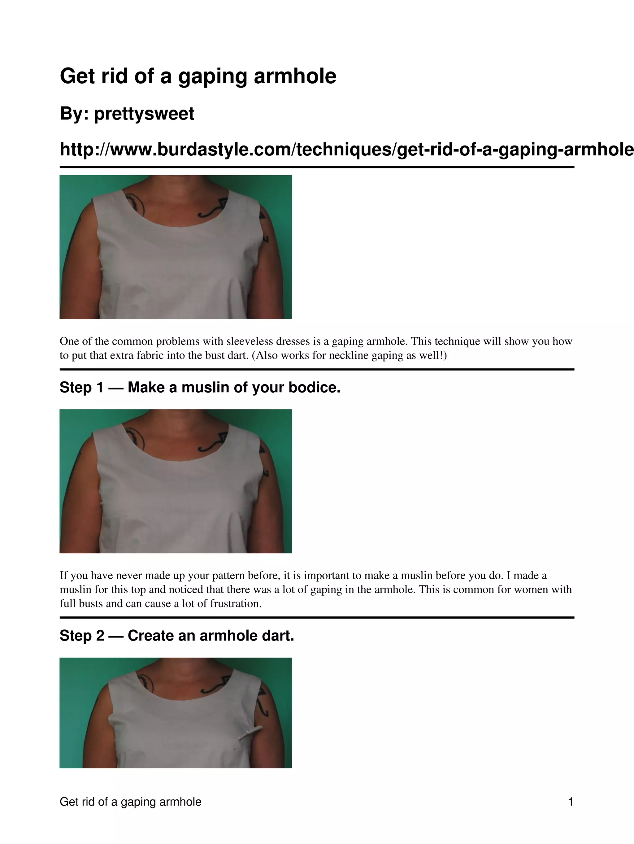 Get rid-of-a-gaping-armhole original | PDF | Needlework | Arts and Crafts