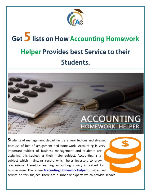 Get 5 lists on how accounting homework helper provides best service to ...
