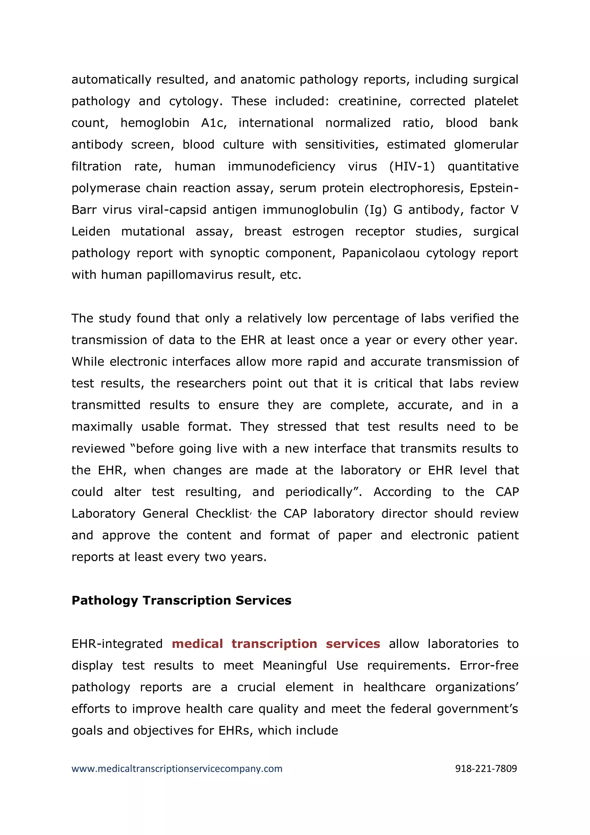 Get accurate laboratory results in the ehr with pathology transcription ...