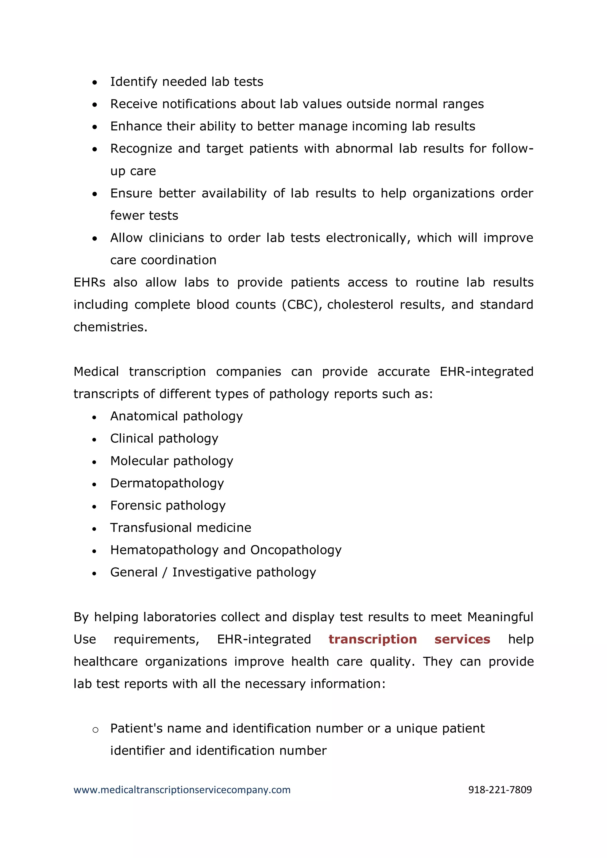 Get accurate laboratory results in the ehr with pathology transcription ...
