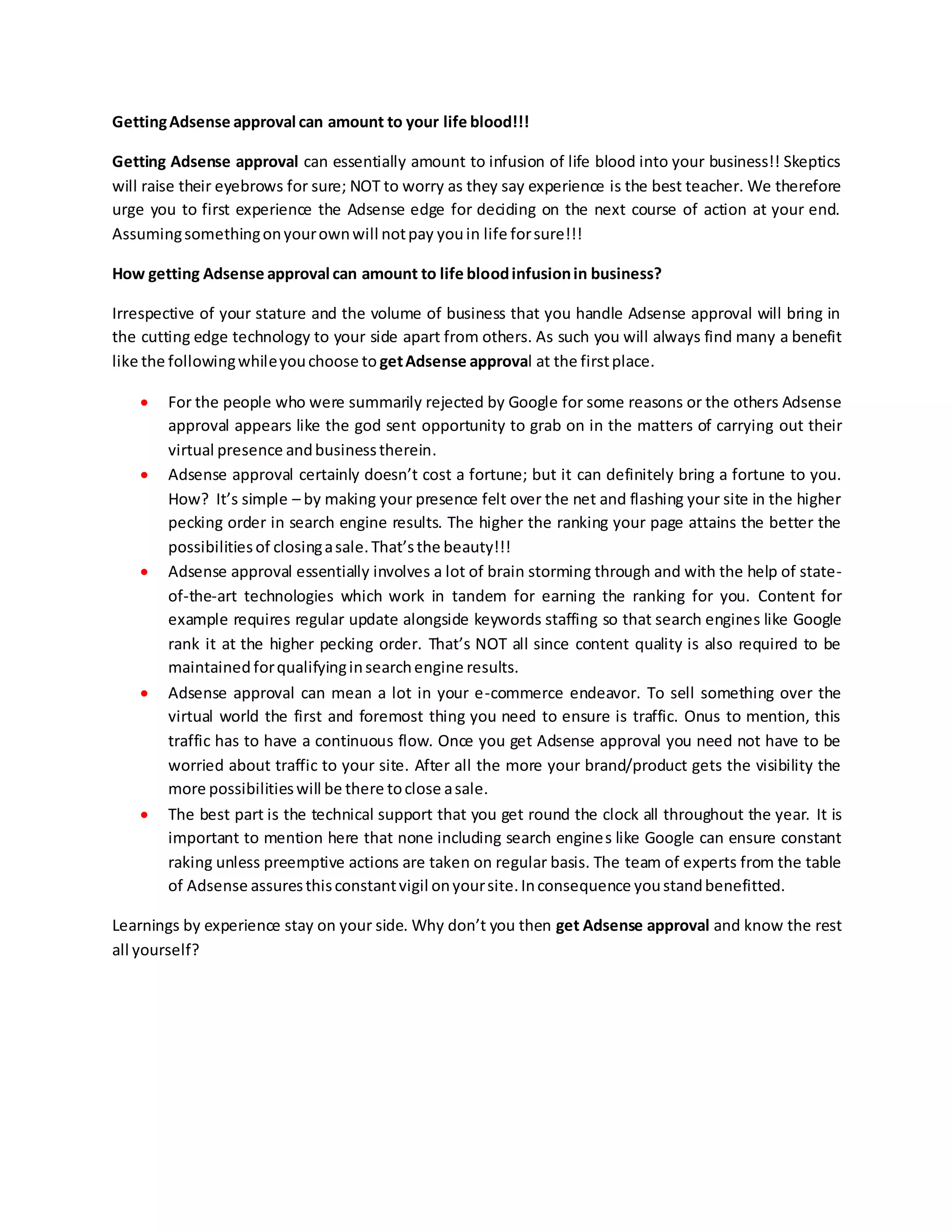 Get adsense approval | DOCX