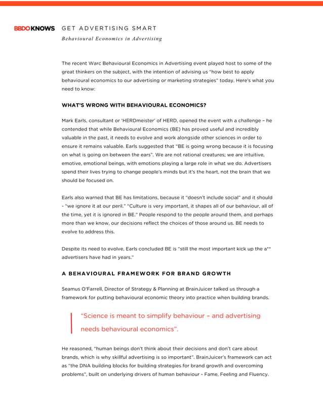 Get Advertising Smart - Behavioural Economics in Advertising | PDF