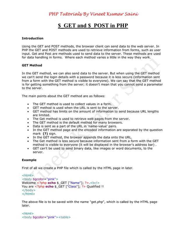 GET and POST in PHP | PDF | Web Development | Internet