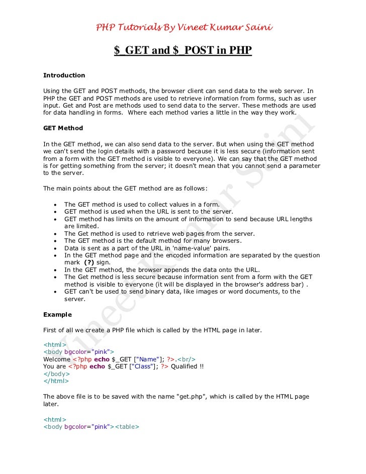 Get And Post In Php