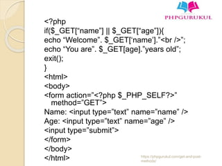 Get and post methods in php - phpgurukul | PPTX