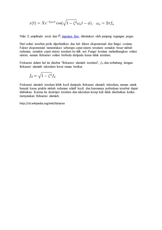 Getaran bebas dgn peredam teknik mesin | DOCX