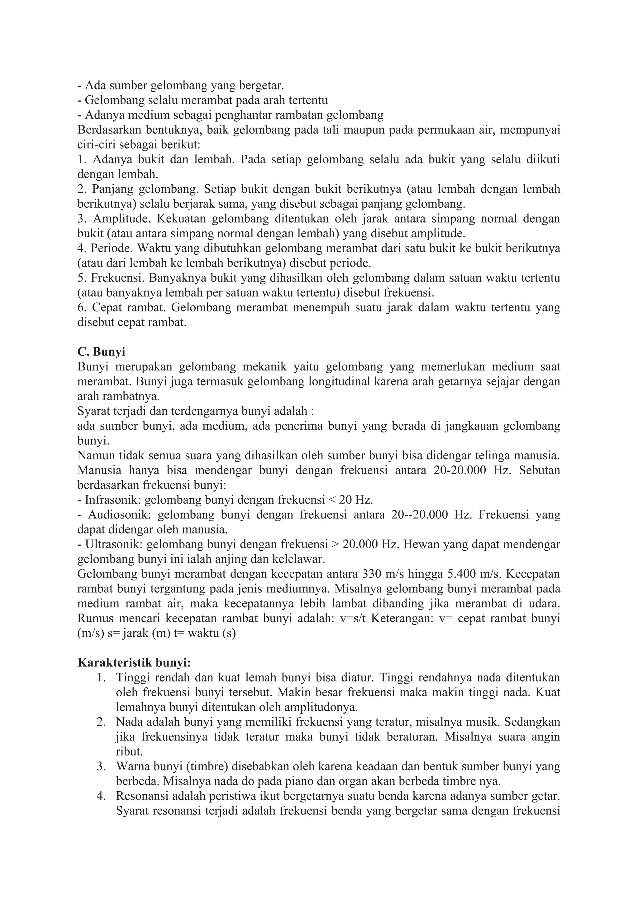 Getaran, Gelombang, dan Bunyi dalam Teori Fisika | DOCX