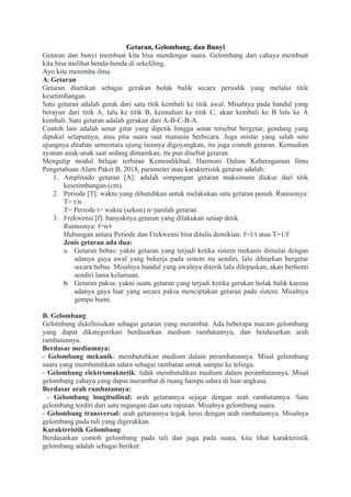 Getaran, Gelombang, dan Bunyi dalam Teori Fisika | DOCX