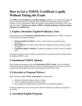 Get a TOEFL Certificate Legally Without Taking the Exam.pdf