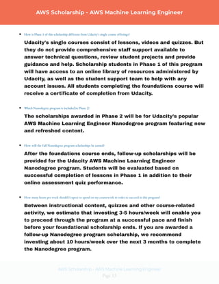 Get AWS scholarship AWS machine learning engineer | PDF
