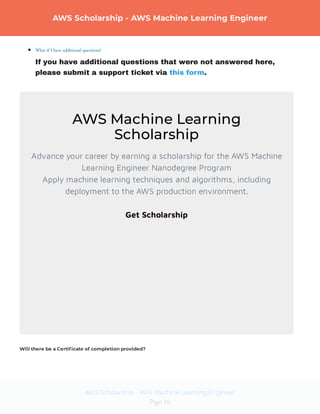 Get AWS scholarship AWS machine learning engineer | PDF | Cloud Computing | Internet