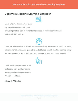 Get AWS scholarship AWS machine learning engineer | PDF