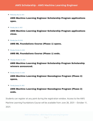 Get AWS scholarship AWS machine learning engineer | PDF