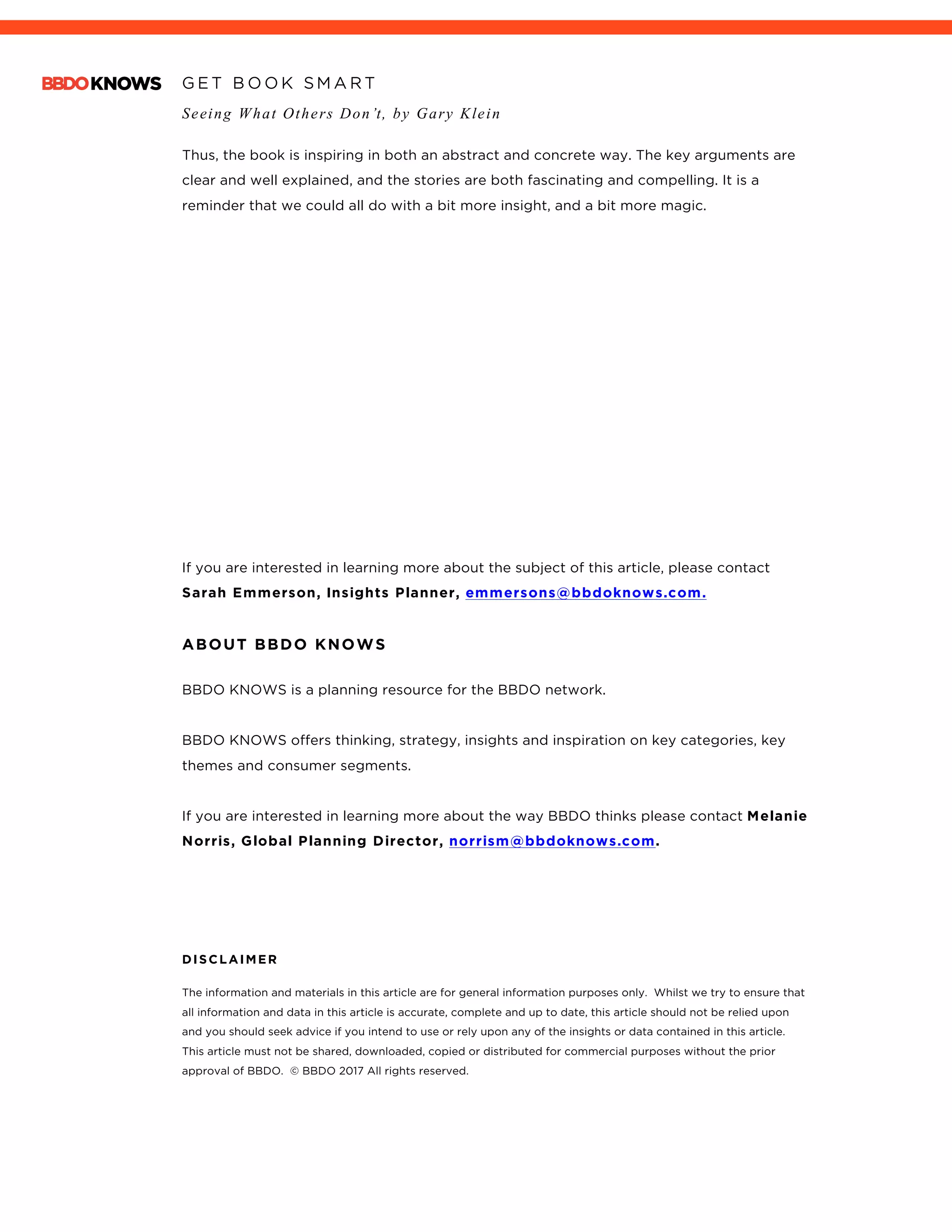 Get Book Smart - Seeing What Others Don't, by Gary Klein | PDF