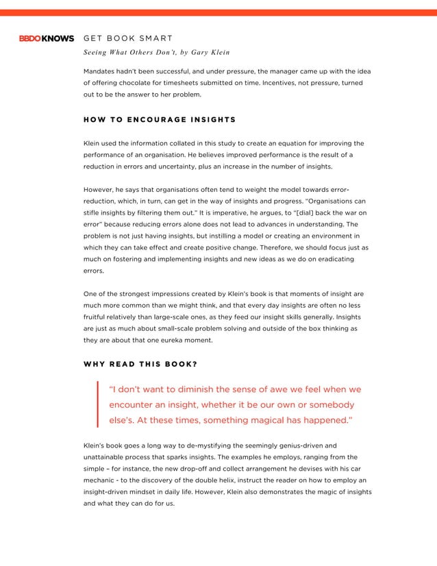 Get Book Smart - Seeing What Others Don't, by Gary Klein | PDF | Science