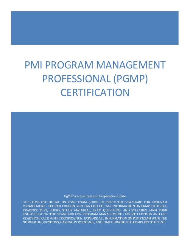 Get Complete Detail On Pmi Program Management Professional (pgmp