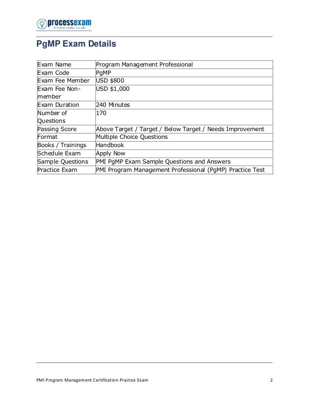 Get Complete Detail on PMI Program Management Professional (PgMP ...