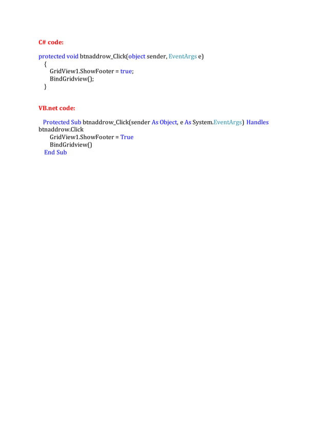 Add Row In Gridview On Button Click Using C And Web