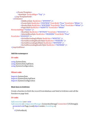 Add row in asp.net Gridview on button click using C# and vb.net