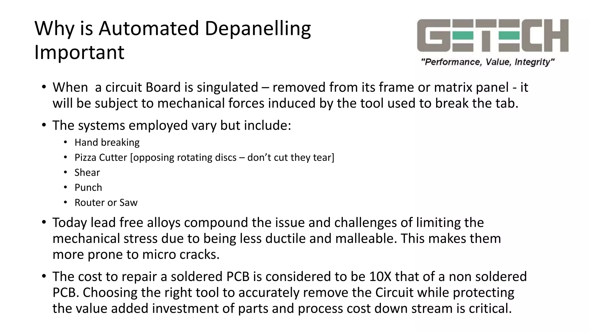 Getech Depanelling Process Technology | PPTX