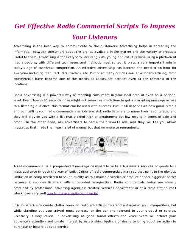Get effective radio commercial scripts to impress your listeners
