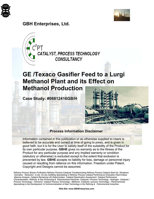 GE / Texaco Gasifier Feed to a Lurgi Methanol Plant and its Effect on ...