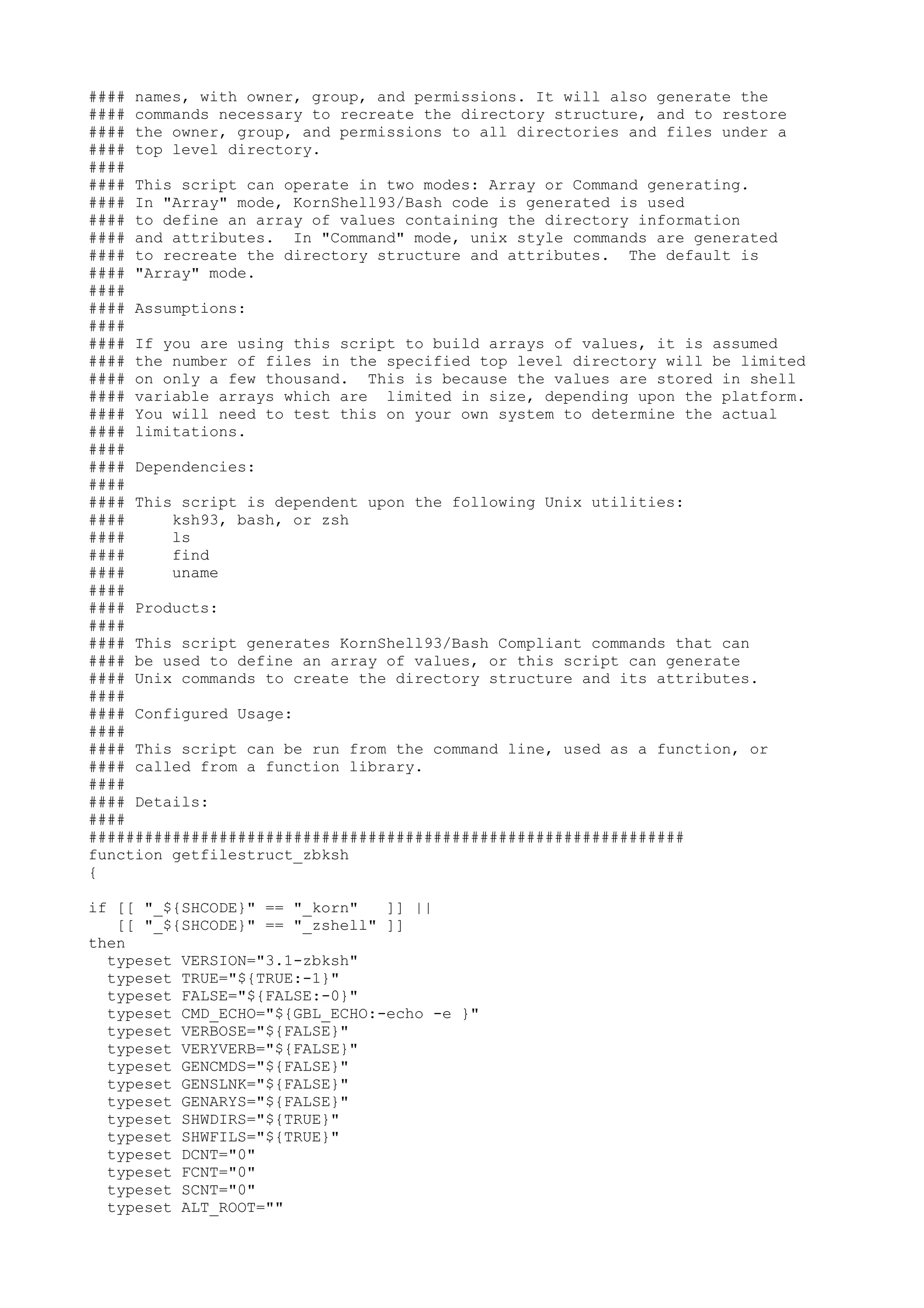Getfilestruct zbksh(1) | TXT