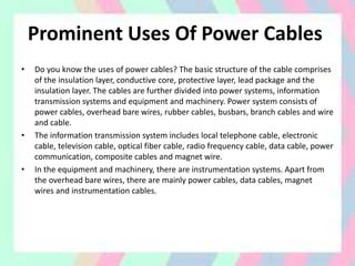Prominent uses of power cables | PPT