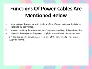 Prominent uses of power cables | PPT