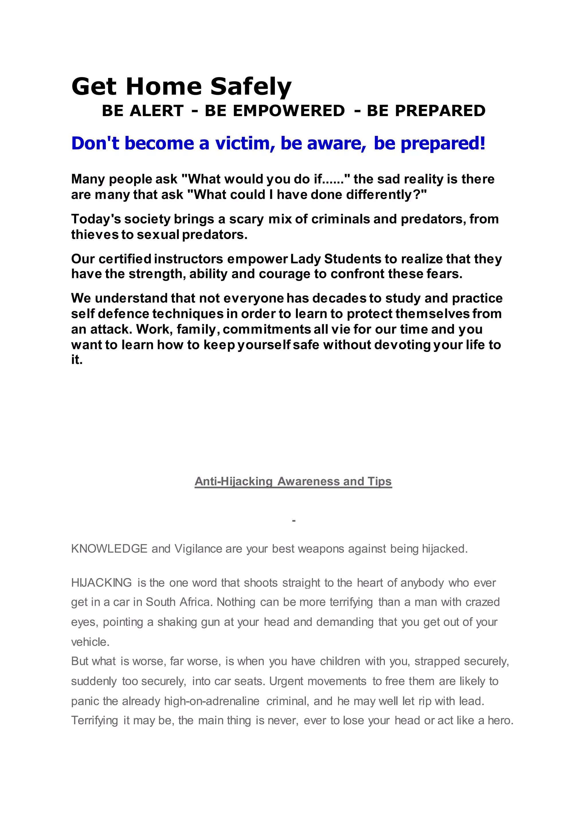 Get home safely antihijack tips | DOCX