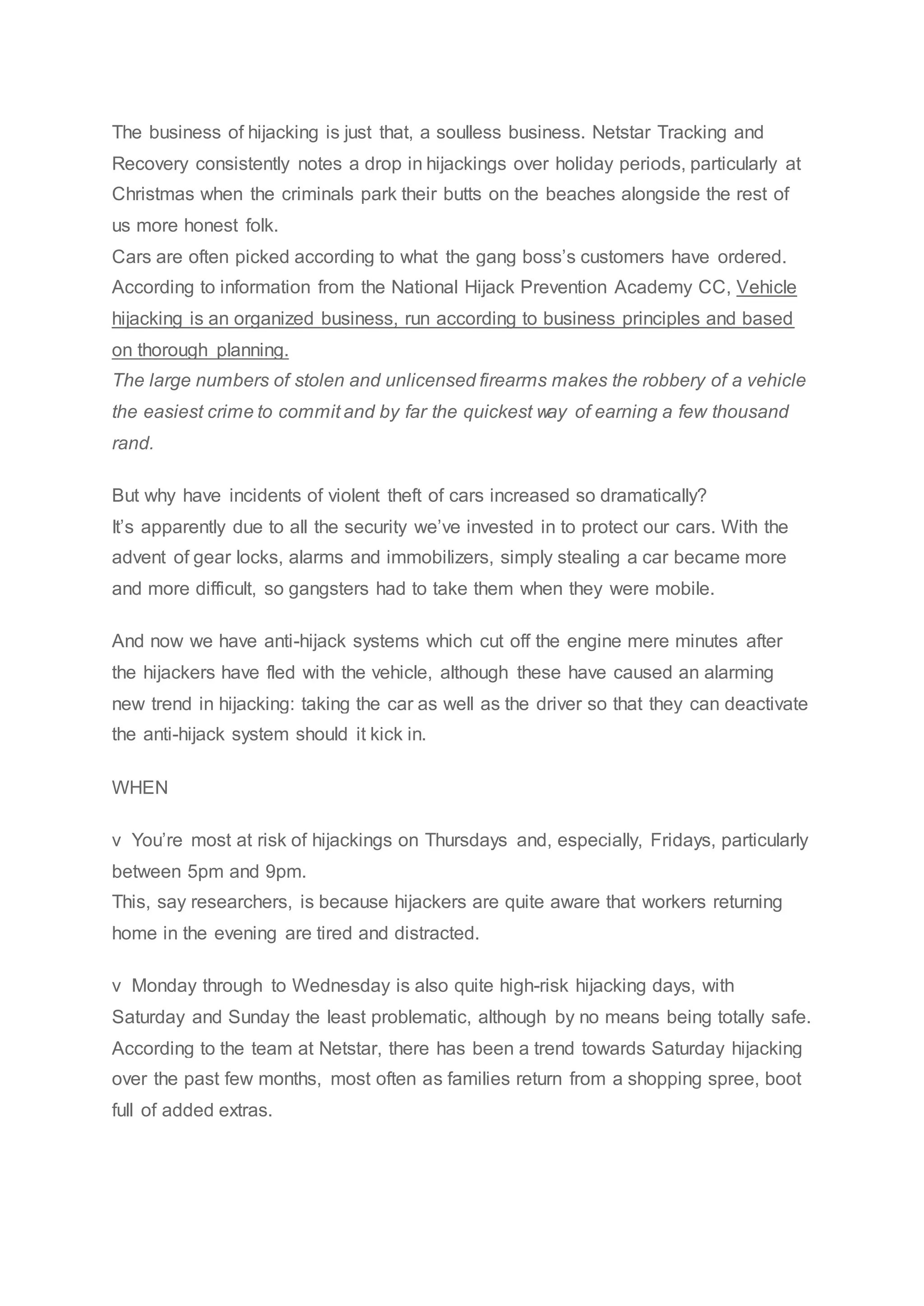 Get home safely antihijack tips | DOCX