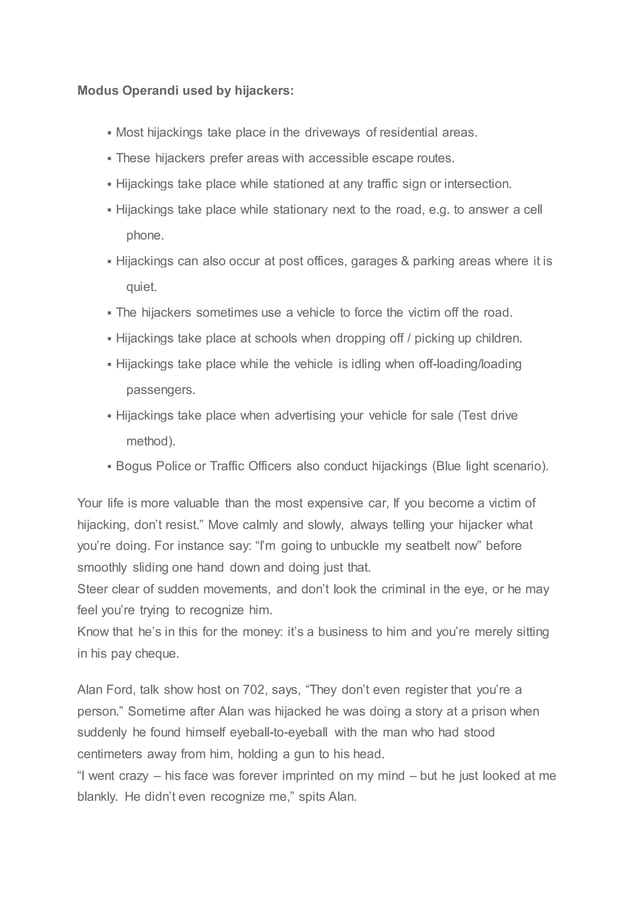 Get home safely antihijack tips | DOCX