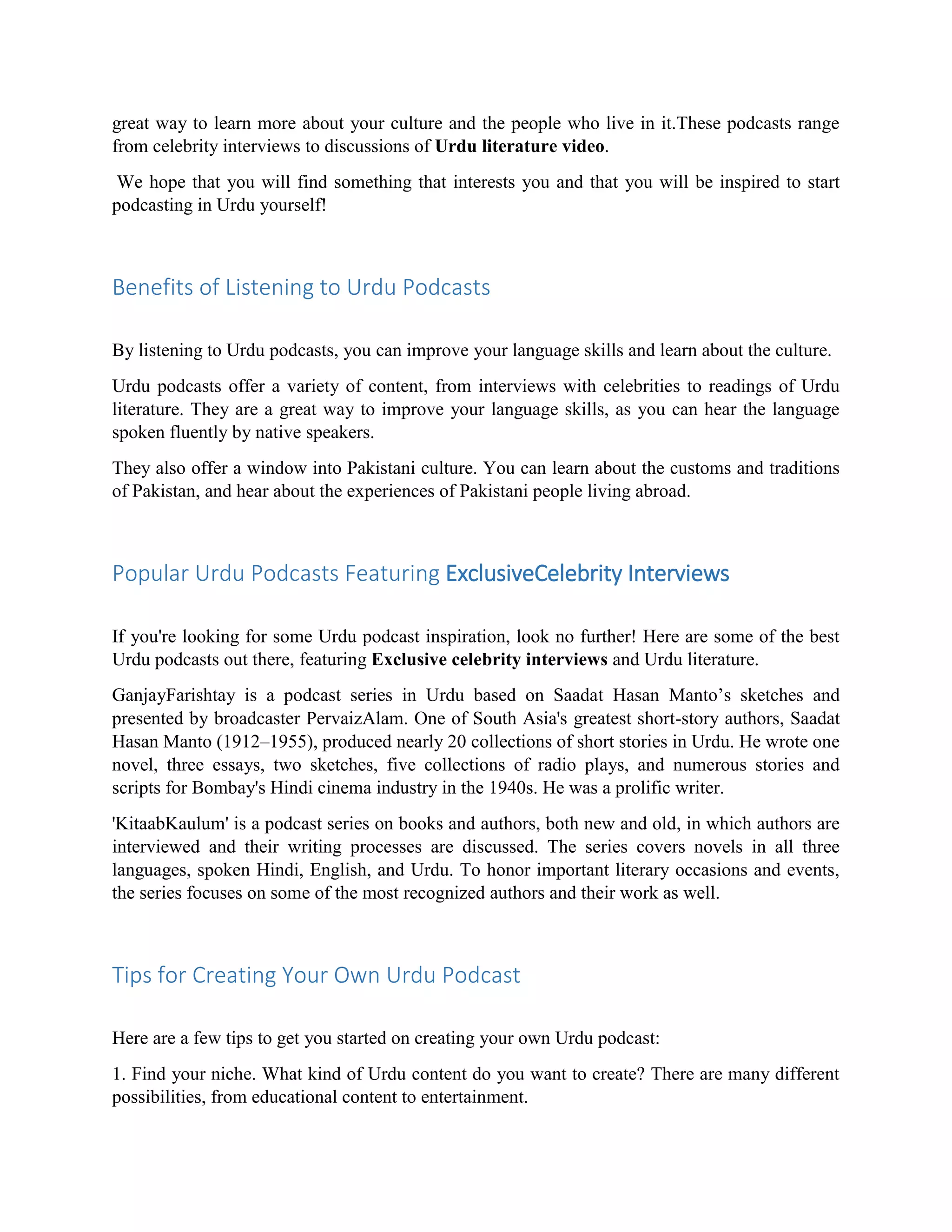 Best in Urdu Podcasting – Featuring Celebrity Interviews and Urdu ...