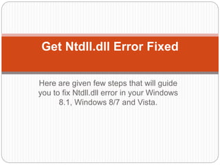 Get ntdll fixed | PPTX