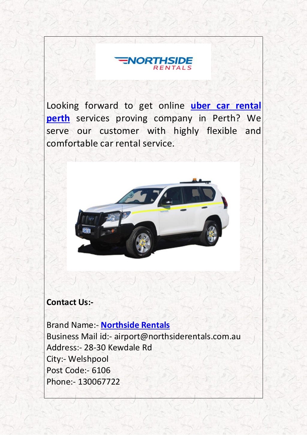 Get online uber car rental services proving company in perth