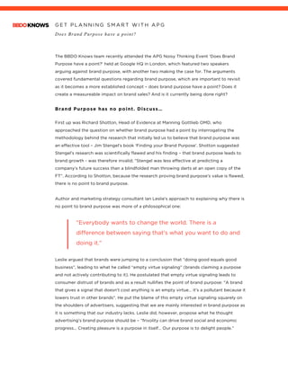 Get Planning Smart with APG - Does Brand Purpose have a Point? | PDF