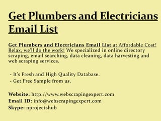 Get Plumbers and Electricians Email List | PPT
