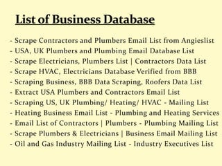 Get Plumbers & Contractors Email List | PPTX