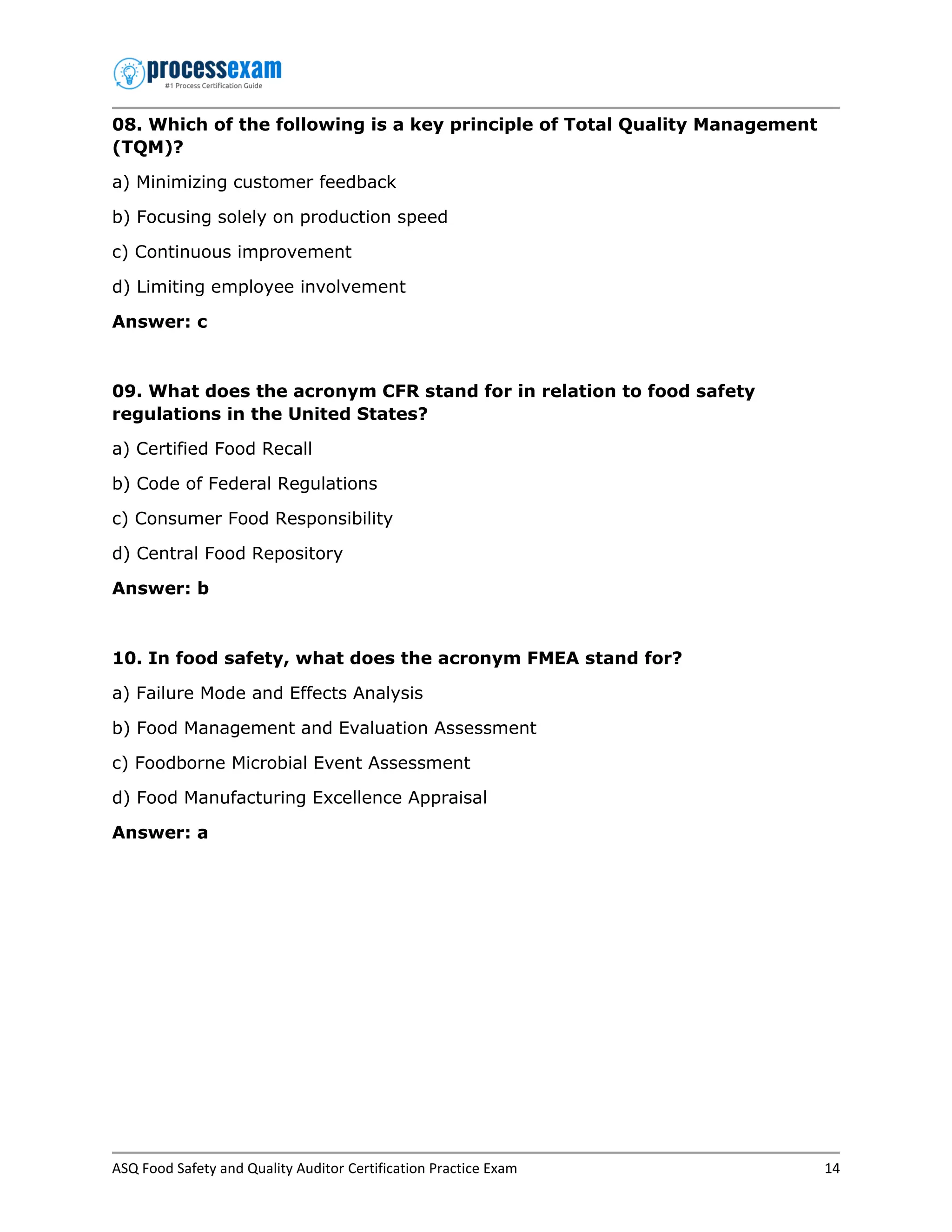 Get Quality Preparation with ASQ Certified Food Safety and Quality ...