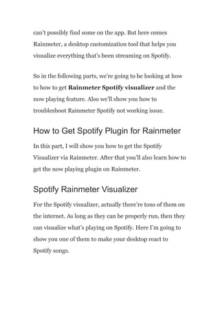 Get Rainmeter Spotify Visualizer and Now Playing Feature | PDF