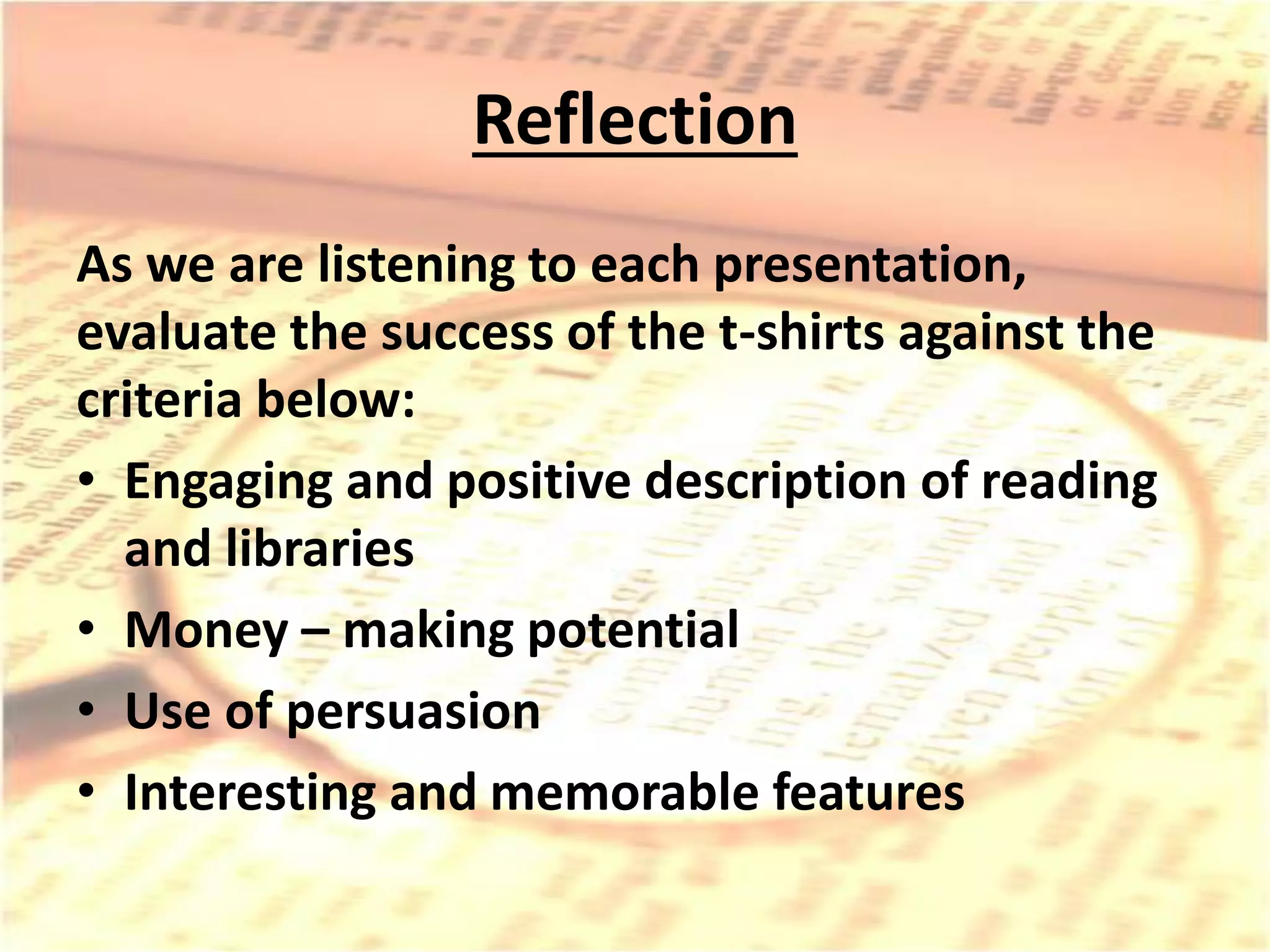 Get reading t shirts activity | PDF
