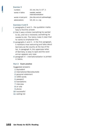 Get ready for ielts reading pre intermediate a2+ answer | PDF