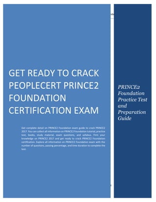 Get Ready to Crack PeopleCert PRINCE2 Foundation Certification Exam | PDF