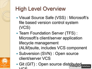 Get Rid of Visual SourceSafe Codemash 2010 | PPT