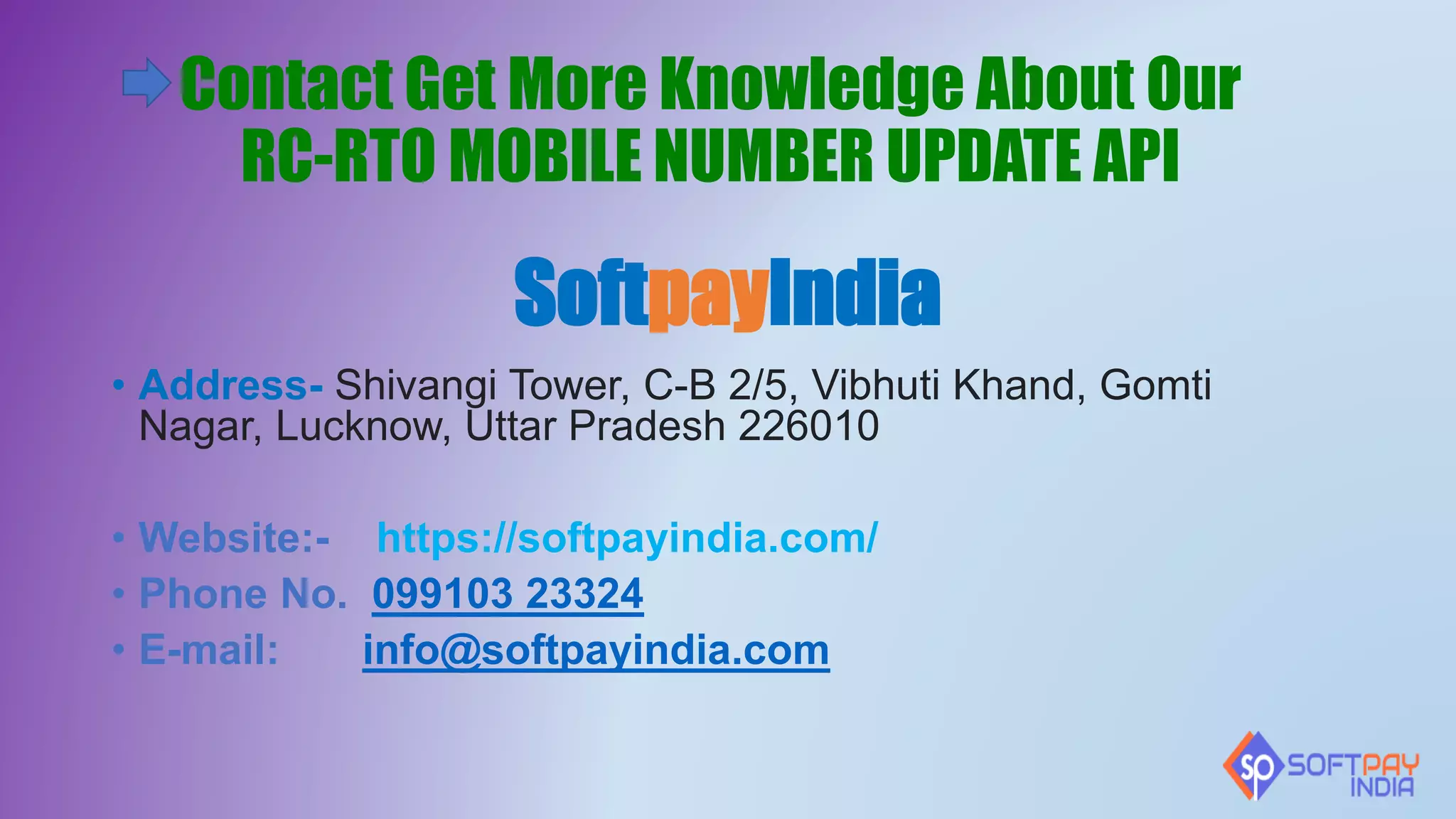 Get RTO Mobile Number Update API at best Price.pptx