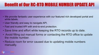 Get RTO Mobile Number Update API at best Price.pptx