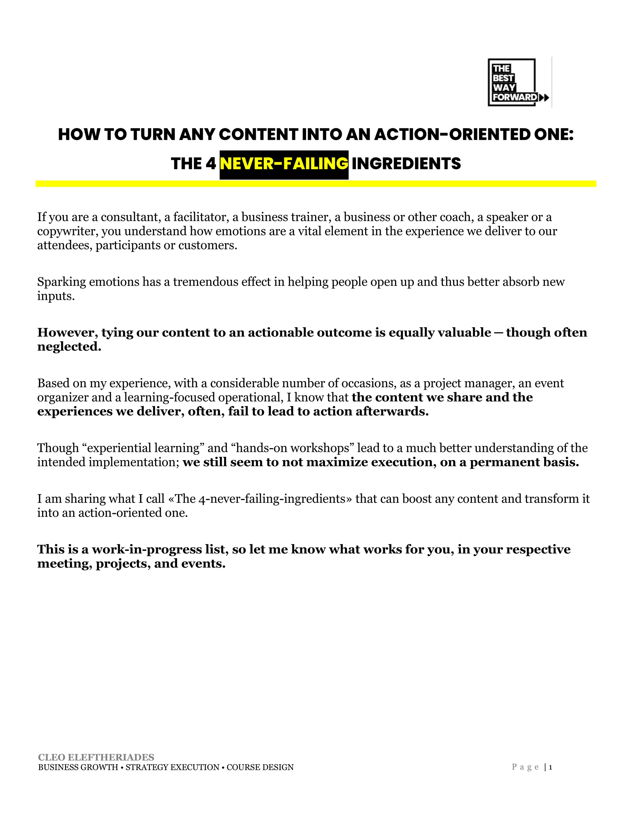 Transform an awesome content into an unbeatable experience! | PDF